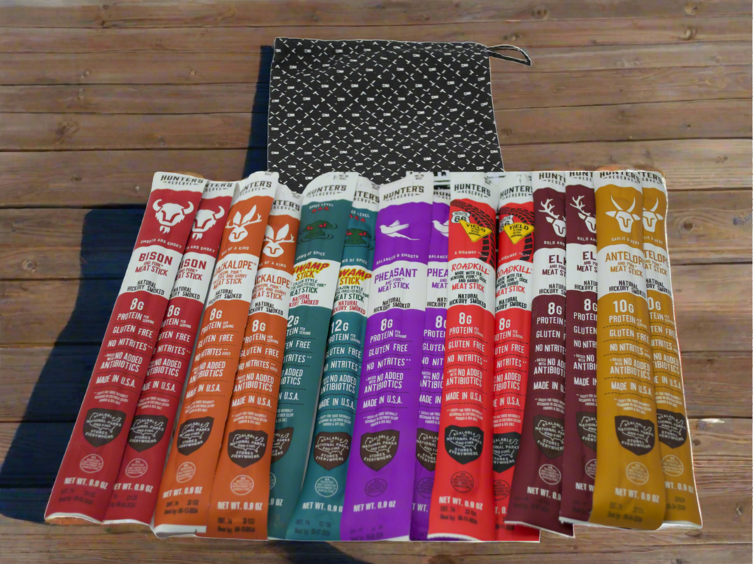 Exotic Meat Sticks Bag – 14 Wild Game Jerky Snacks | DM Snacks